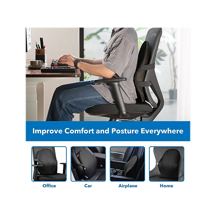 Mount It Ergo Collection Memory Foam Lumbar Support Black MI 1107 Staples