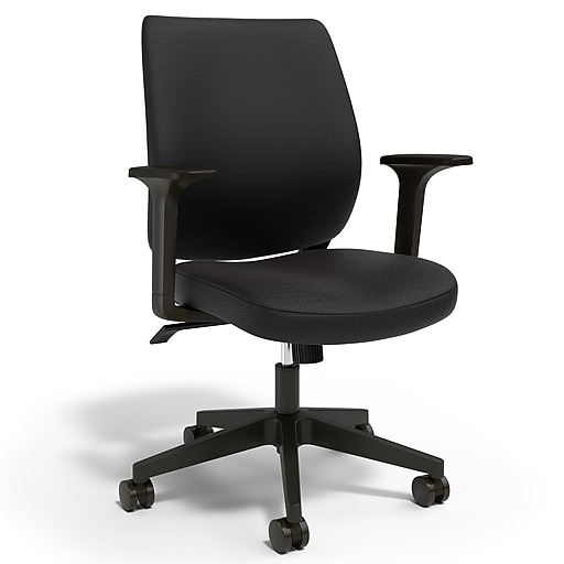 Staples® Essentials Ergonomic Fabric Swivel Task Chair, Black (UN59380 ...