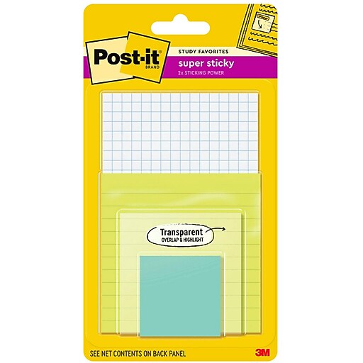 Post-it Super Sticky Notes with Transparent Notes, Assorted Collection ...
