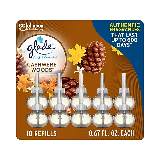 Glade PlugIns Scented Oil Diffuser Refill, Cashmere Woods, 0.67 fl. oz ...