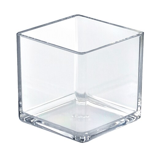 Azar Displays Cube Crystal Styrene Bin | Staples