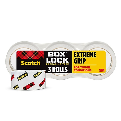 Scotch Box Lock Shipping Packing Tape, 1.88 in x 54.6 yds., Clear, 3 ...
