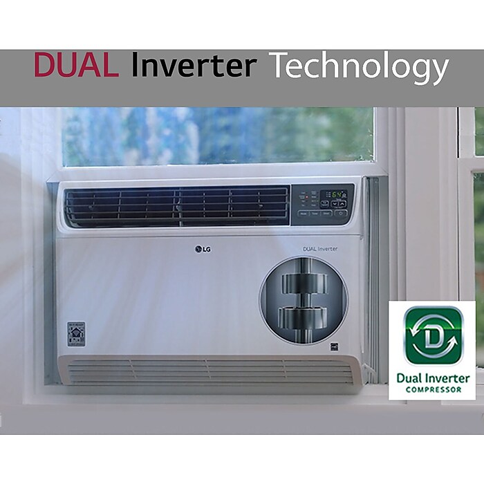 LG DUAL Inverter 115 Volt 9500 BTU Window Air Conditioner with Remote WiFi Enabled White LW1019IVSM Staples