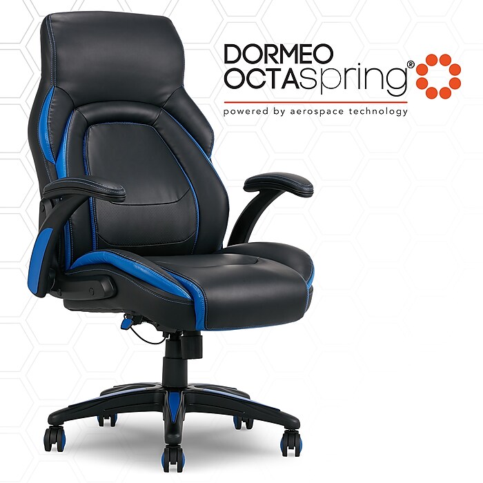Dormeo Ergonomic Faux Leather Swivel Manager s Chair Blue 60030 BLU Staples