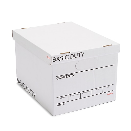 Staples Corrugated File Box Lift Off Lid, Letter/Legal Size, White ...