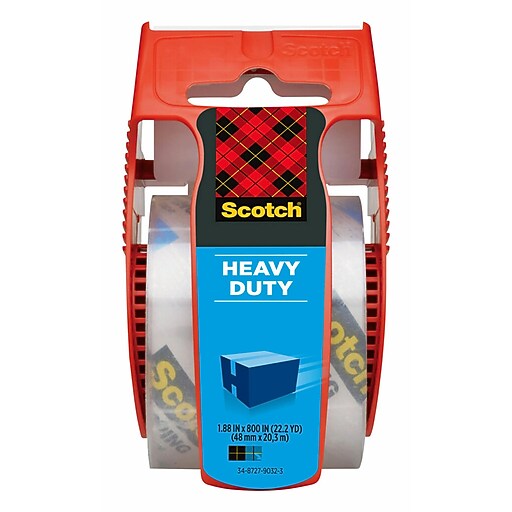 Scotch Heavy Duty Packing Tape with Dispenser, 1.88" x 22.2 yds., Clear ...