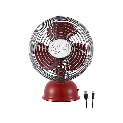 Good Housekeeping 5" Oscillating Portable Fan, 1-Speed, Red/Silver ...