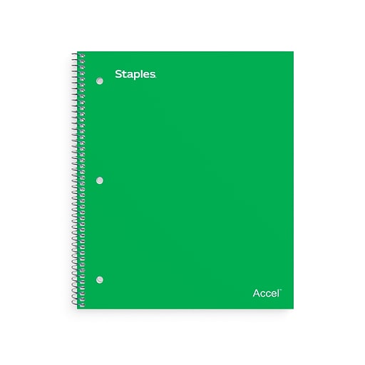 Staples Premium Poly 1-Subject Notebook, 8" x 10.5", Wide Ruled, 100 ...