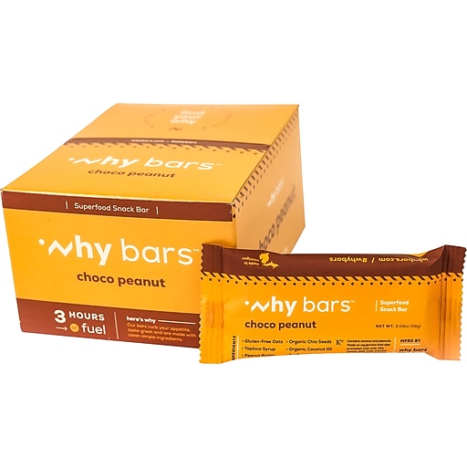 Why Bars Gluten-Free Choco Peanut Superfood Snack Bar, 2.04 oz., 12 ...