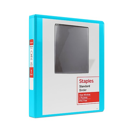 Staples 1" 3-Ring View Binders, D-Ring, Light Blue (58655) | Staples