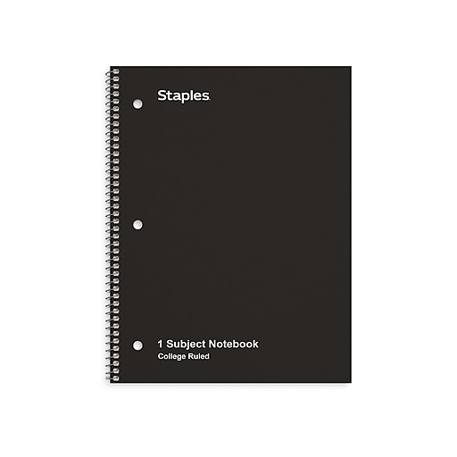 Staples 1 Subject Notebook 8 X 10 5 College Ruled 70 Sheets Black
