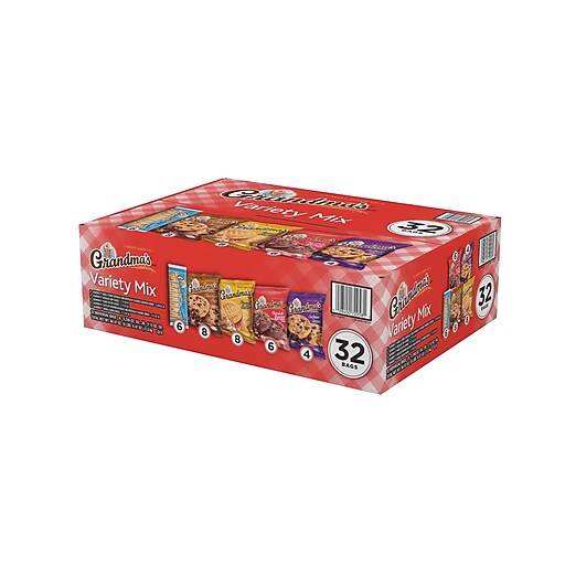 Grandma's Cookies Variety Pack, 32 Packs/Box (FRI14867) | Staples