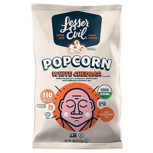 LesserEvil Organic White Cheddar Popcorn, 0.88 oz., 18/box (LSN00862 ...