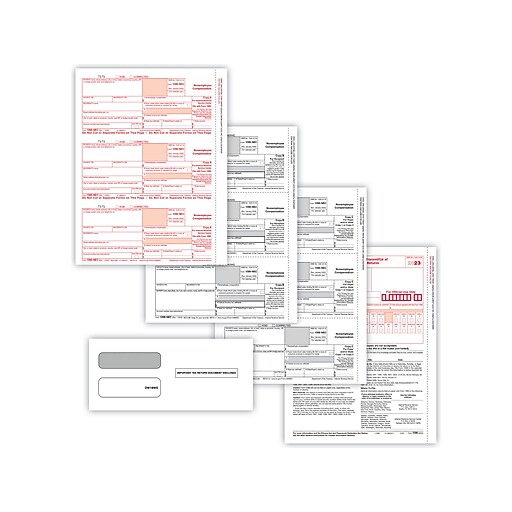 ComplyRight® 1099-NEC 4-Part Tax Form Set with Envelopes, 3-Up, Copy A ...