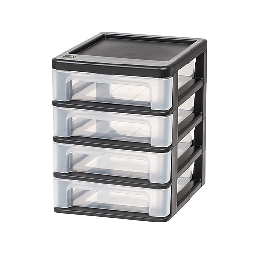Iris 4-Drawer Desktop Unit, Black/Clear (586015) | Staples