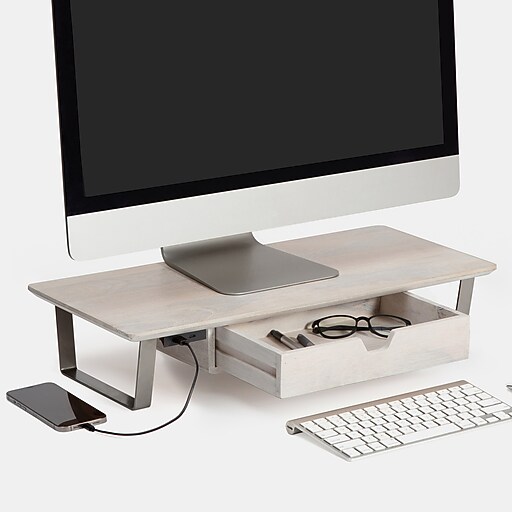 Anji Mountain Mango Wood & Metal Monitor Stand, Up to 32" Monitor ...