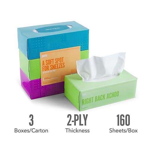 Perk™ Ultra Soft Standard Tissue, 2-Ply, 160 Sheets/Box, 3 Boxes/Pack ...