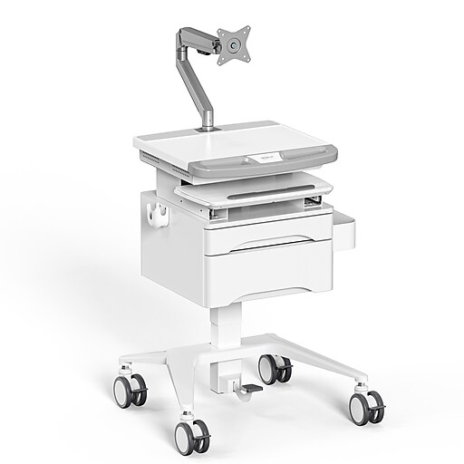 Mount-It! MedHub Mobile Medical Cart Workstation with Drawers, Monitor ...