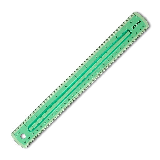 Staples 12" Plastic Standard Imperial/Metric Scales Ruler, with Grip ...