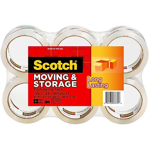 Scotch Long Lasting Storage Packing Tape, 1.88" x 54.6 yds., Clear, 6 ...