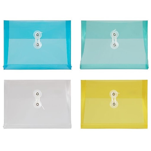 JAM PAPER Plastic Envelopes with Button & String Tie Closure, Index ...