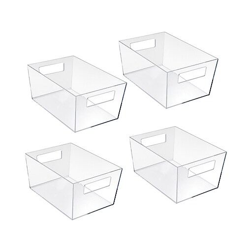 Azar Large Open Lid Storage Tote, Clear, 4/Pack (556237) | Staples