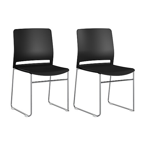 Bush Business Furniture Envision Stackable Chairs, Black, 2/Set ...