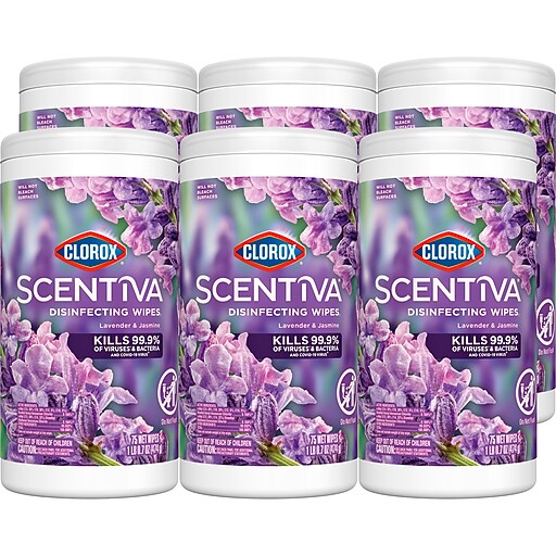 Clorox Scentiva Disinfecting Wipes, Tuscan Lavender & Jasmine Scent, 75 ...