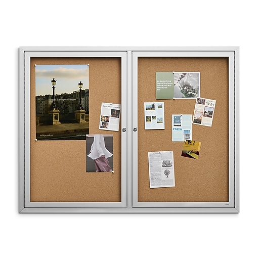 Staples Enclosed Cork Display Board, Aluminum Frame, 4' x 3' (ST61262 ...