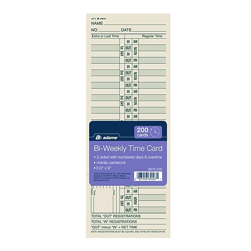 Adams Time Cards, 200/Pack (ABF 9675-200) | Staples