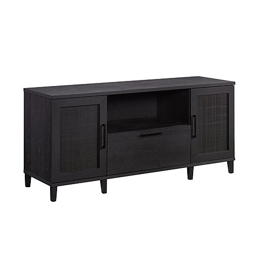 Sauder Tiffin Line 30"H Storage Credenza with 3 Shelves, Raven Oak ...