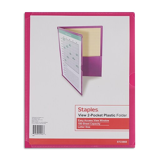 Staples Poly 2-Pocket View Folder, Assorted Colors (23868) | Staples