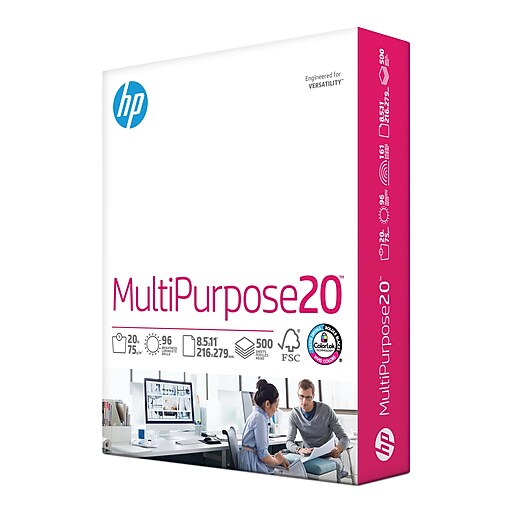 HP 8.5" x 11" Multipurpose Paper, 20 lbs., 96 Brightness, 500 Sheets ...