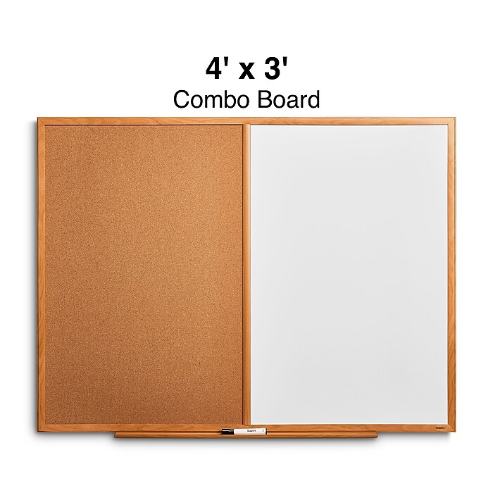 Staples Standard Cork Dry Erase Whiteboard 4 x 3 28324 cc