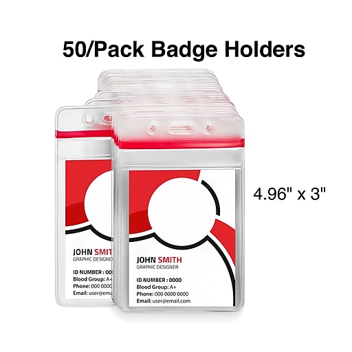 Staples Vertical Sealable ID Badge Holders, Clear, 50/Pack (51923 ... Staples Vertical Sealable ID Badge Holders, Clear, 50/Pack (51923 ...