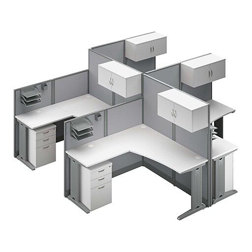 Bush Business Furniture Office in an Hour 63"H x 129"W 4 Person L ...