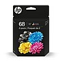 HP 68 Black/Tri-color Standard Yield Ink Cartridges, 2/Pack (6L6S2TN) | Staples