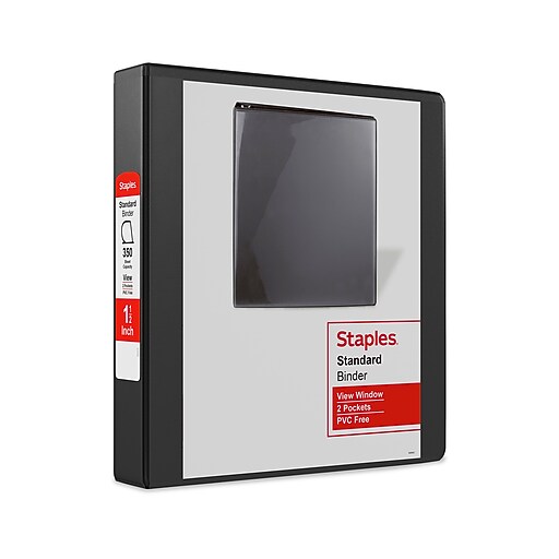 Staples 1 1/2" 3-Ring View Binders, D-Ring, Black, 12/Pack (55398CT ...
