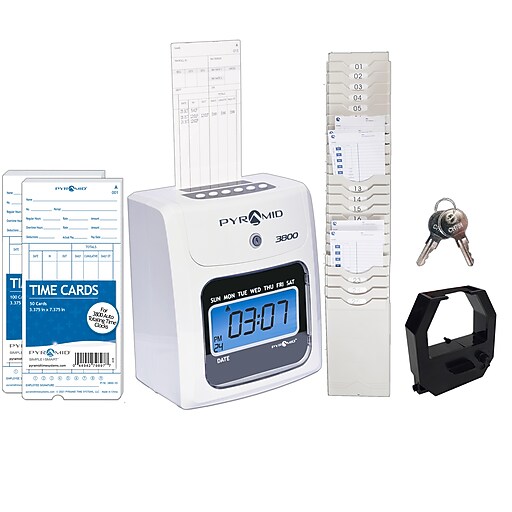 Pyramid Time Systems 3800 Punch Card Time Clock System, Ivory/Charcoal ...