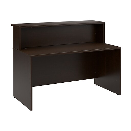 Bush Business Furniture Arrive 60"W Reception Desk with Shelf, Mocha ...