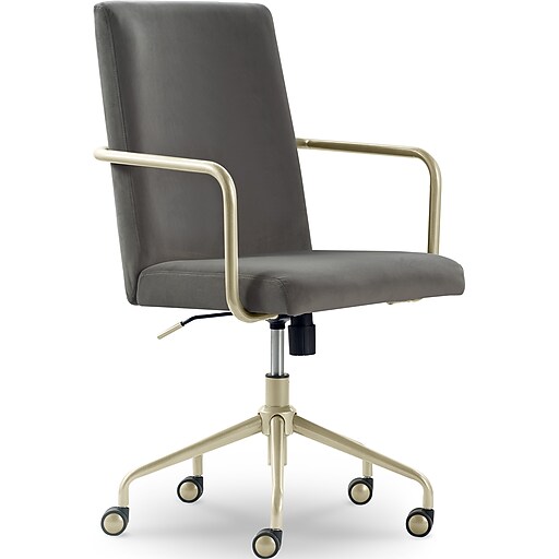 Elle Decor Giselle Fabric Computer and Desk Chair, Light Gray/Gold ...