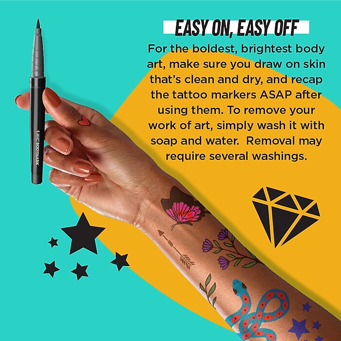 BIC BodyMark Washable Temporary Tattoo Markers Medium Point Assorted Colors 8 Pack MTBP81 E AST Staples