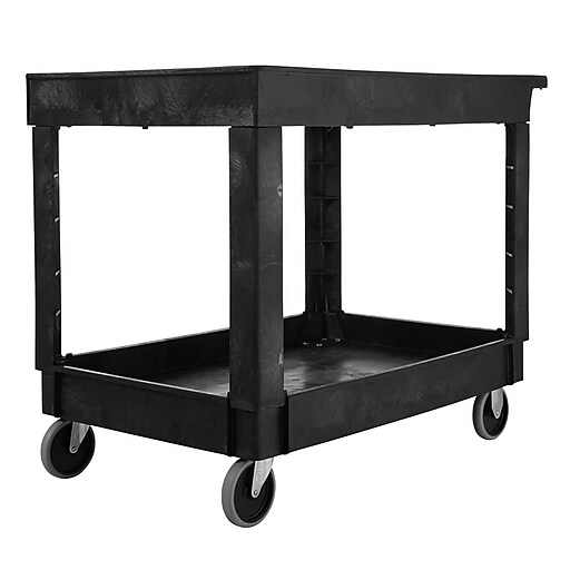 Rubbermaid 2-Shelf Plastic/Poly Mobile Utility Cart with Swivel Wheels ...