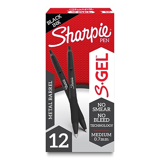 Sharpie S-Gel Metal RT Gel Pen, Medium Point, Black Ink, Dozen (2153580 ...