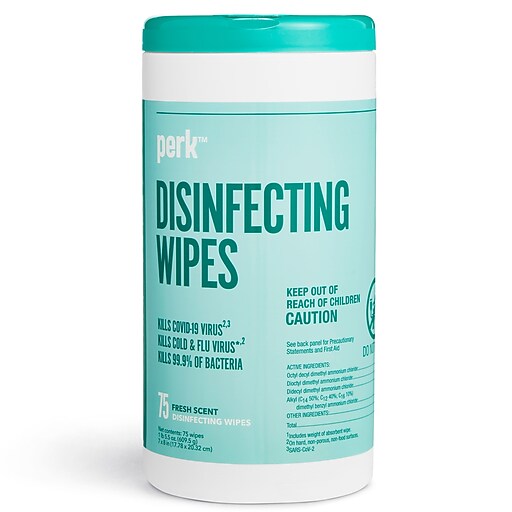 Perk™ Disinfecting Wipes, Fresh, 75 Wipes/Pack (PK56664) | Staples