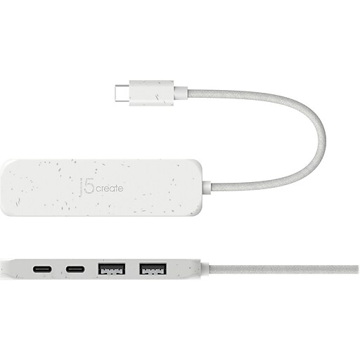 j5create Eco-Friendly 4-Port USB-C Hub, Pure White (JCH342EW) | Staples