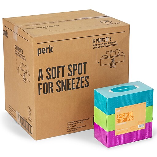 Perk™ Ultra Soft Tissue, 2-Ply, 160 Sheets/Box, 3 Boxes/Pack, 12/Packs ...