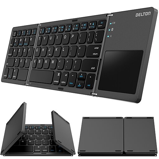 Delton F75 Wireless Ergonomic Touch Pad Keyboard, Black (DKBF75) | Staples