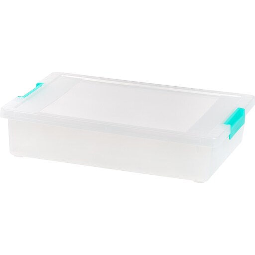 Iris Latch Lid Storage Box, Clear/Sea Foam (COB-6) | Staples