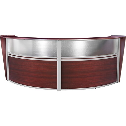 Regency Marque 124.5"W Curved Reception Desk Workstation, Mahogany ...